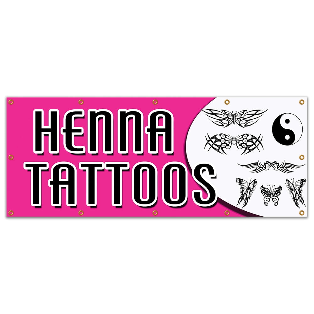 48"x120" HENNA TATTOOS BANNER SIGN natural long lasting temporary ...
