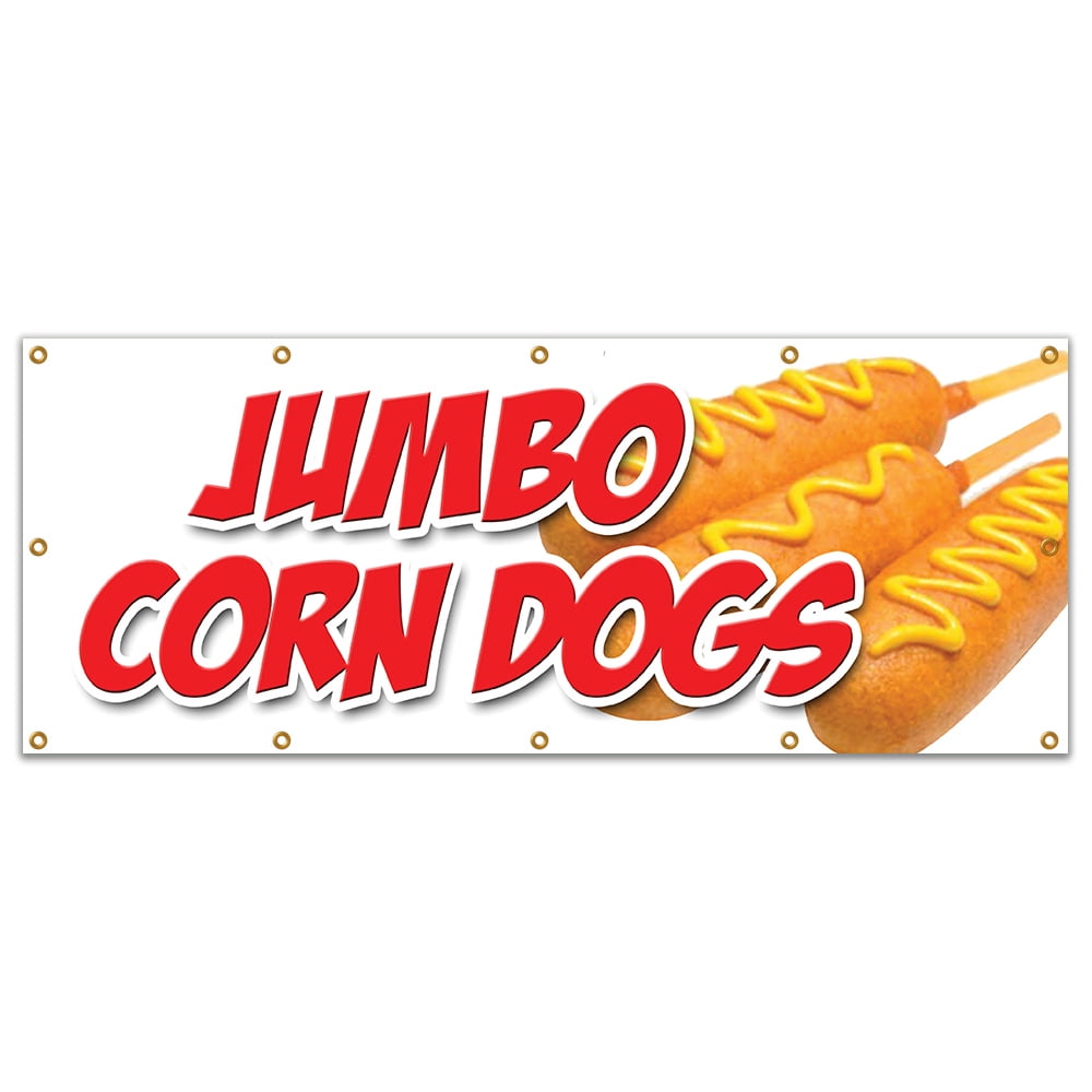 48"x120" JUMBO CORN DOGS BANNER SIGN cornbread deep fried on a stick ...