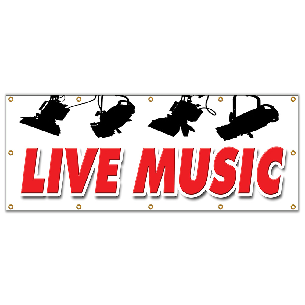 48"x120" LIVE MUSIC BANNER SIGN band trio rock and roll swing no cover ...