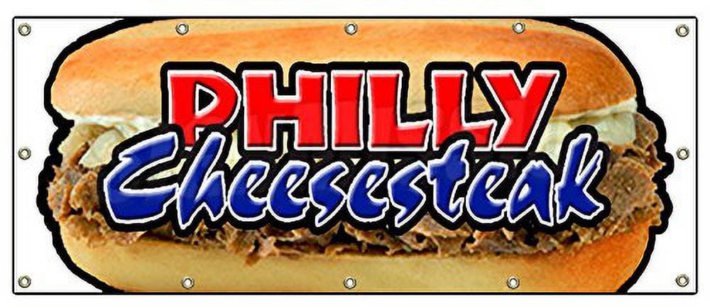 48"x120" Philly Cheese Steak Banner Sign cheesesteak Signs Sandwich ...