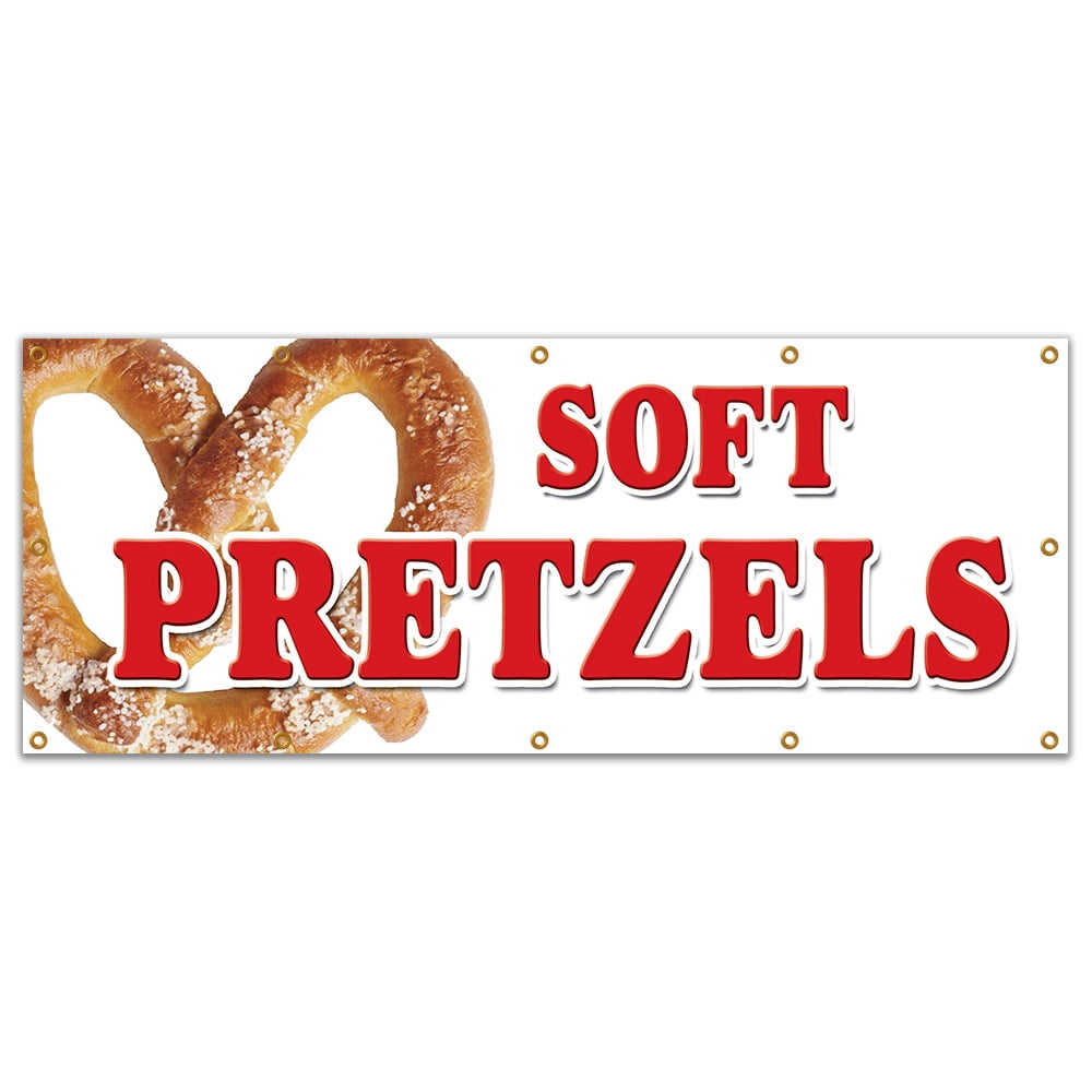 48"x120" SOFT PRETZELS BANNER SIGN pretzel stand cart signs hot fresh ...