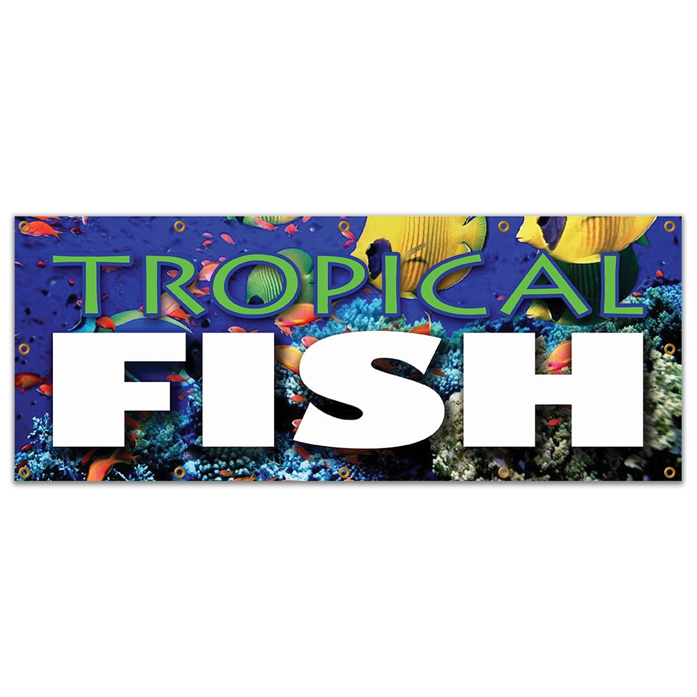 48"x120" TROPICAL FISH BANNER SIGN saltwater fishes aquarium tank signs ...