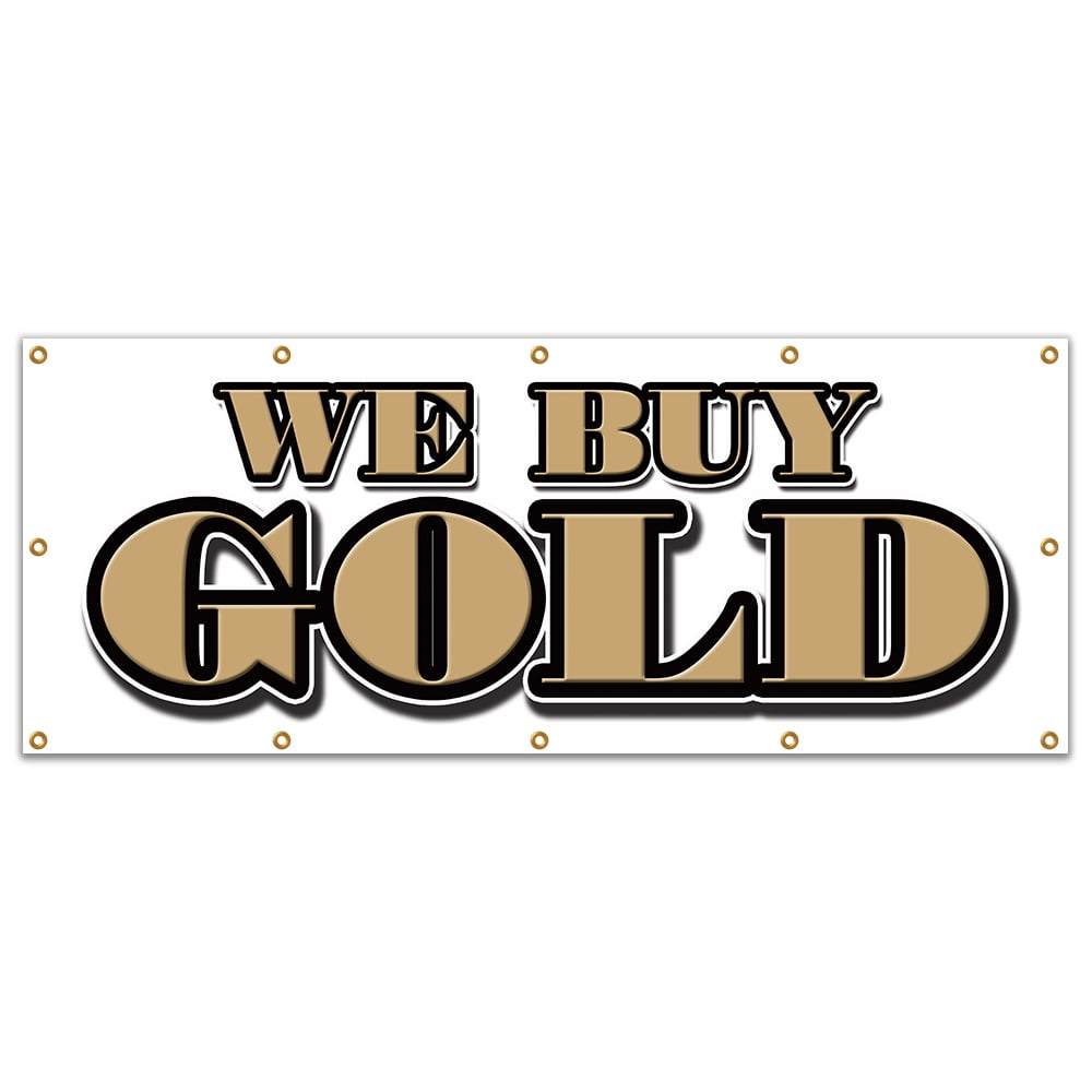 48"x120" WE BUY GOLD BANNER SIGN pawn jewelry store cash sign s ...