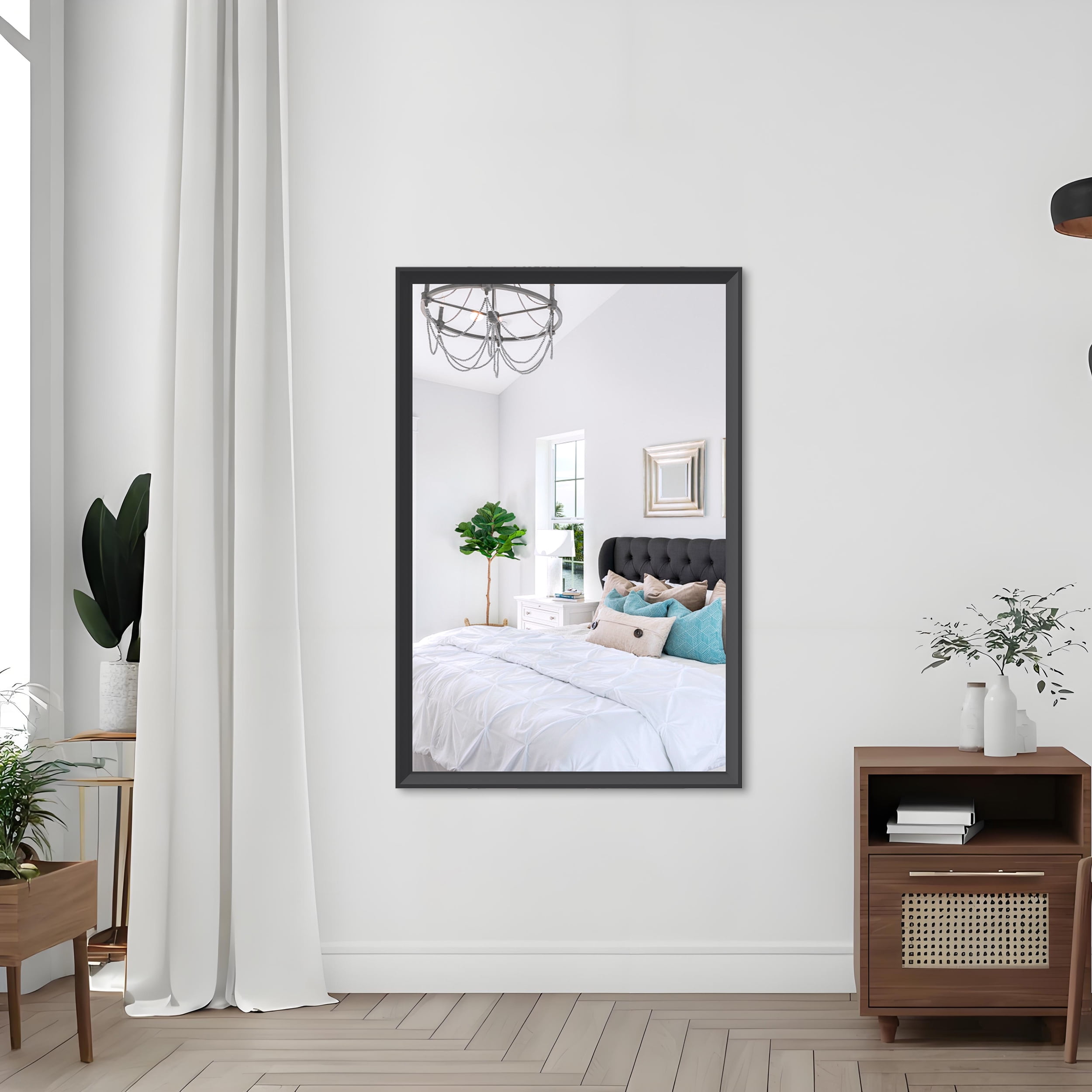 48"x32" Oversized Modern Rectangle Bathroom Mirror with Balck Frame ...