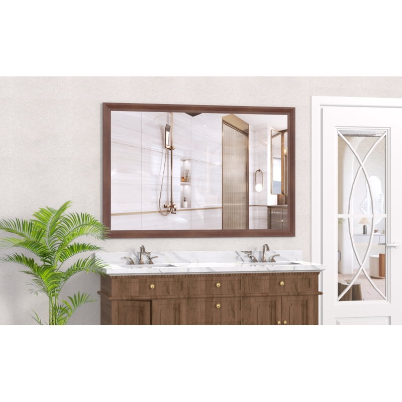 48"x32" Oversized Modern Rectangle Bathroom Mirror with White Frame ...