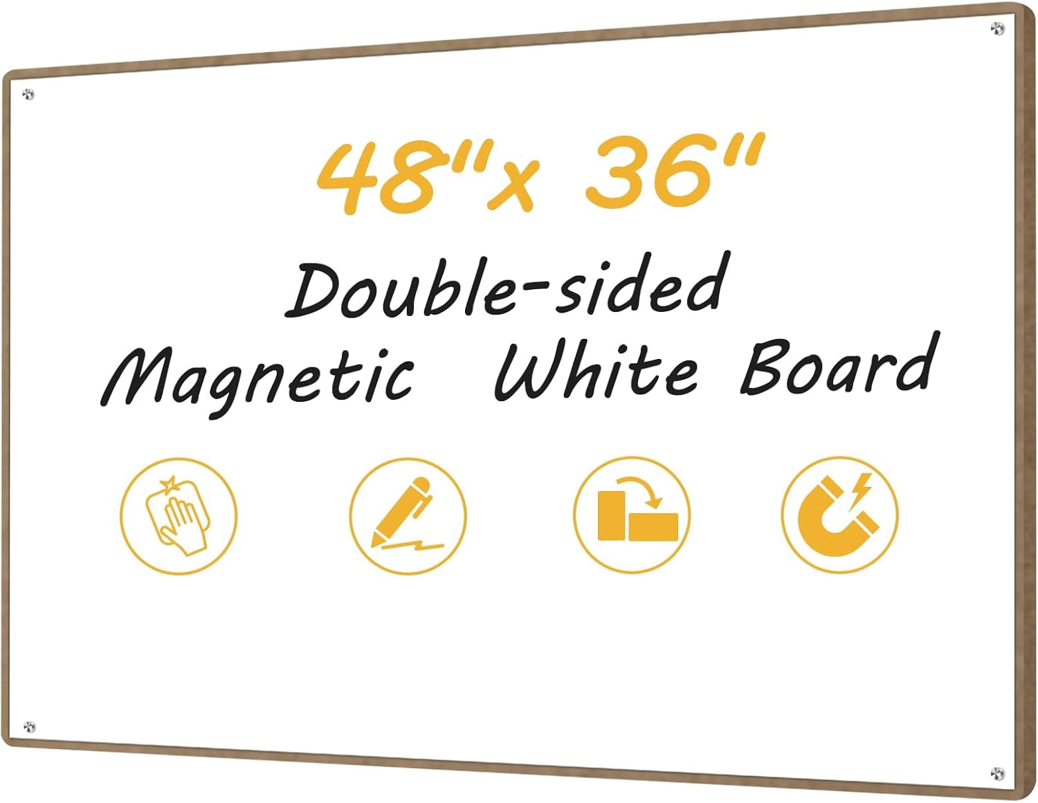 48"x36" Frameless Magnetic Whiteboard, Large Double-Sided Dry Erase ...