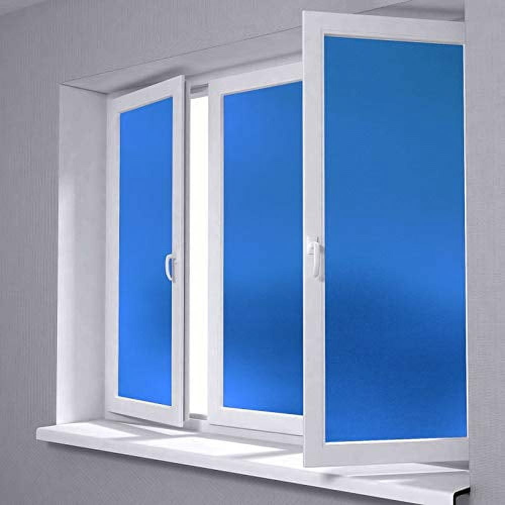 48"x480" (4FTx40FT) Blue Color Frosted Glass Peel and Stick Window Film ...