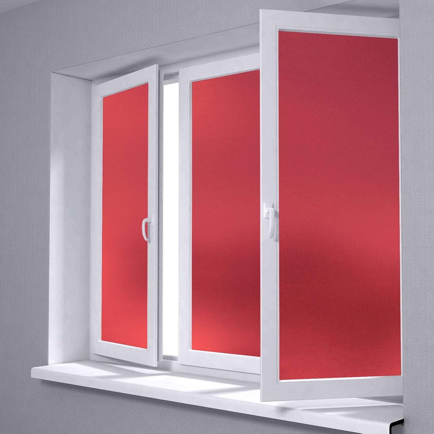 48"x60" (4FTx4FT) Red Color Frosted Glass Peel and Stick Window Film ...