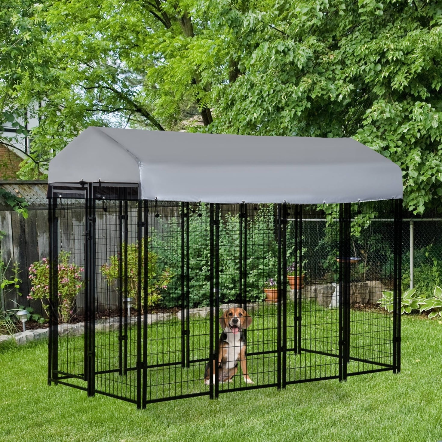 48"x96.1"Large Dog Kennel Outside with Roof,Dog Kennel with Safety ...