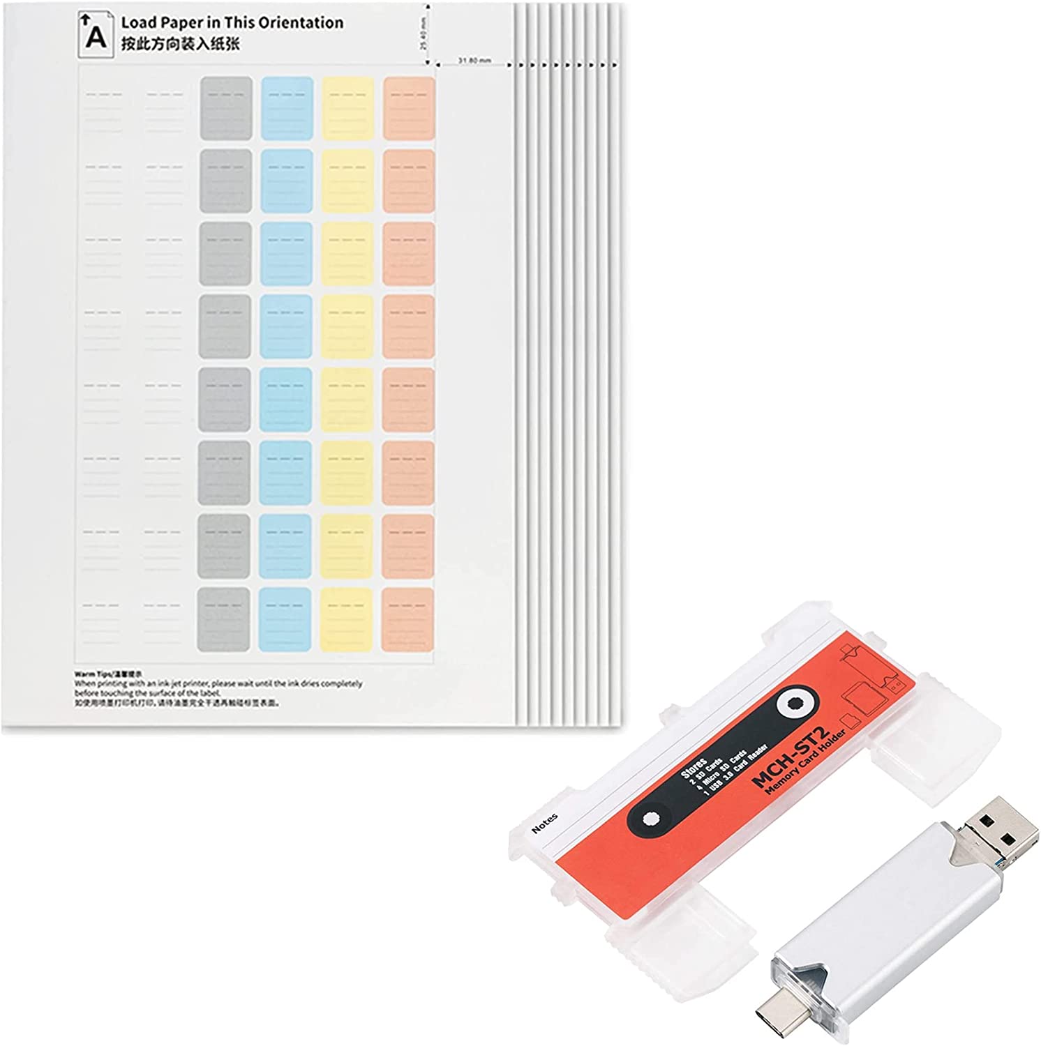 480 Count Labels + Case with USB Reader: Printable Labels with Memory ...