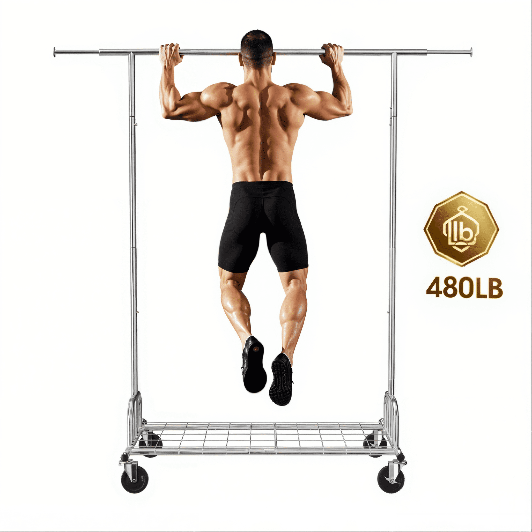 480 lbs Load Heavy Duty Garment Rack, Foldable & Adjustable Rolling ...