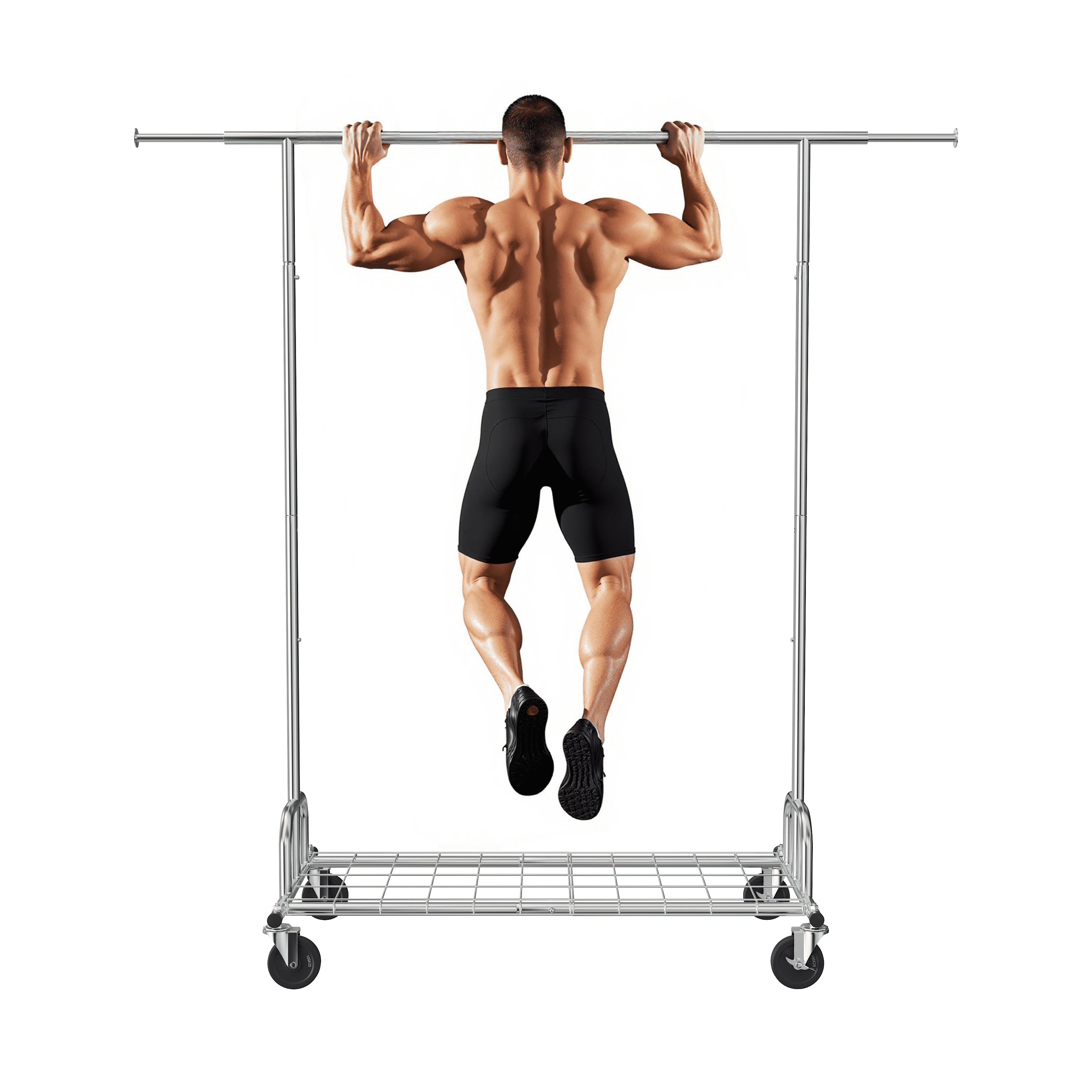 480 LBS Load Heavy Duty Garment Rack, Foldable & Adjustable Rolling ...