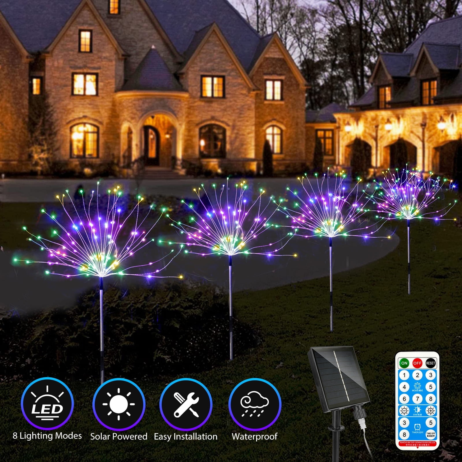 480 LED Solar Firework Lights Outdoor, Multi-color Decorative ...