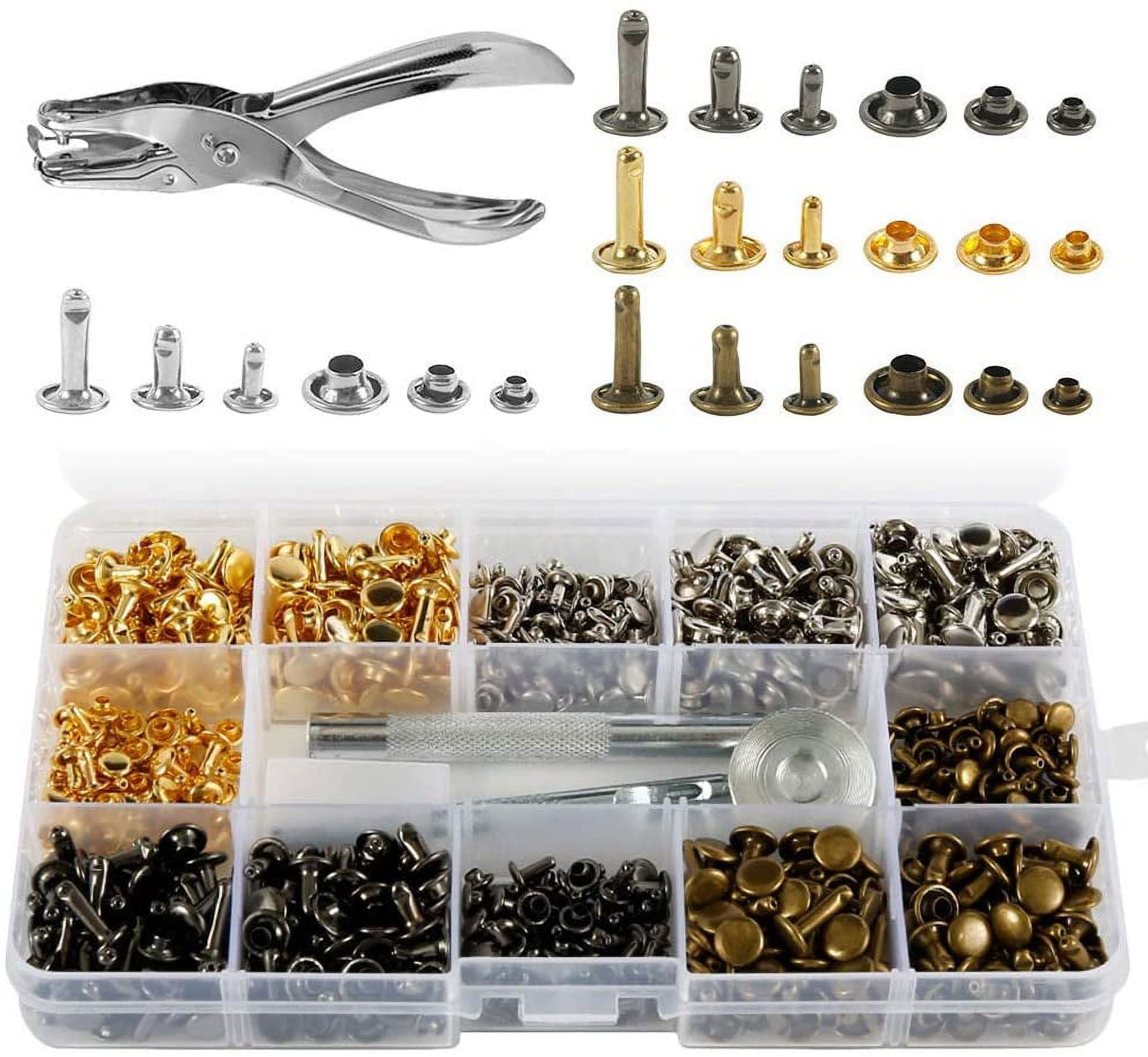 480 Leather Rivets Set Double Cap Starlight, Metal Tubular Rivet 3 ...