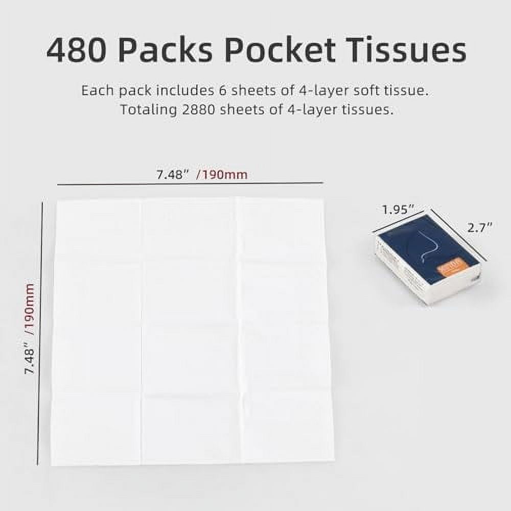480 Packs Pocket Tissues, Travel Size Tissue Bulk, Mini Pack Soft ...