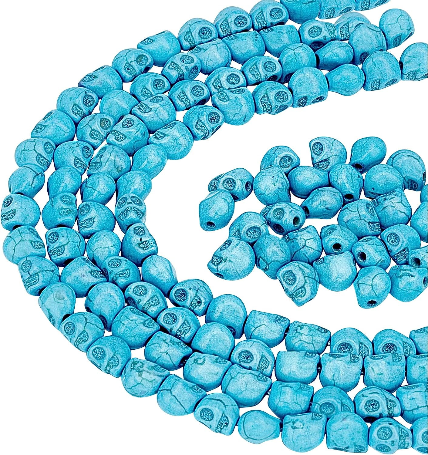 480 Pcs 10 Strands Sky Blue Beads Turquoise Head Beads for Jewelry ...