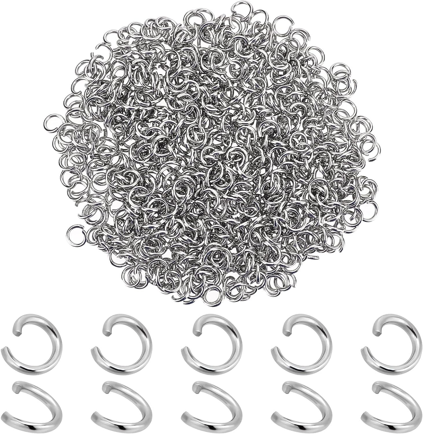 480 Pcs 304 Stainless Steel Open Jump Rings Diameter 4mm Wire 21-Gauge ...