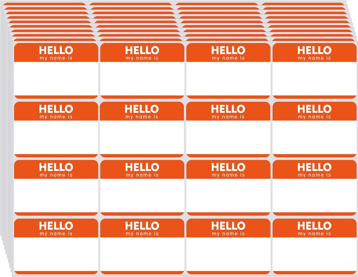 480 Pcs Orange Name Tag Stickers (3" x 2") Identification Badges ...