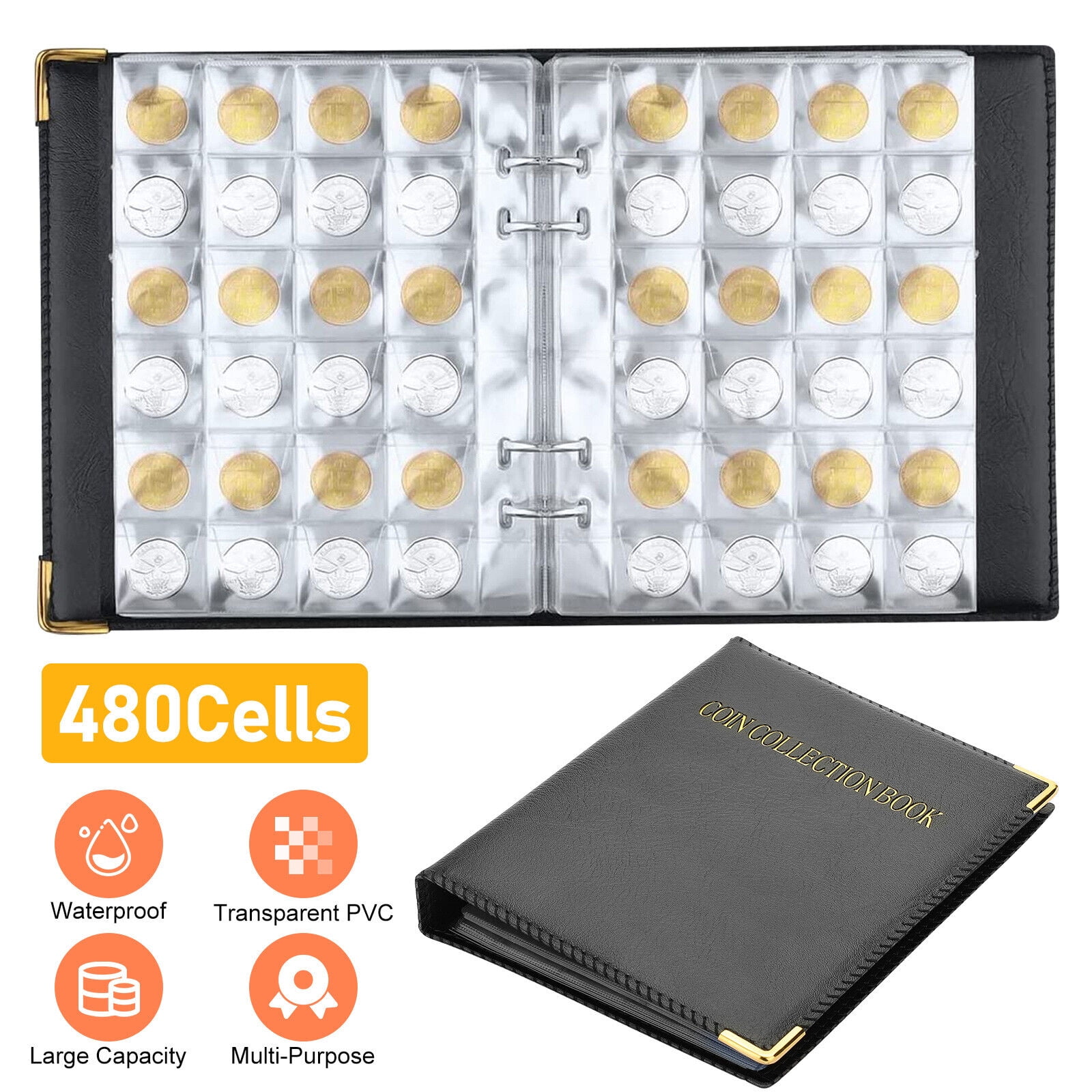 480 Pockets Coin Collection Book Holder Album Coins Organizer for ...