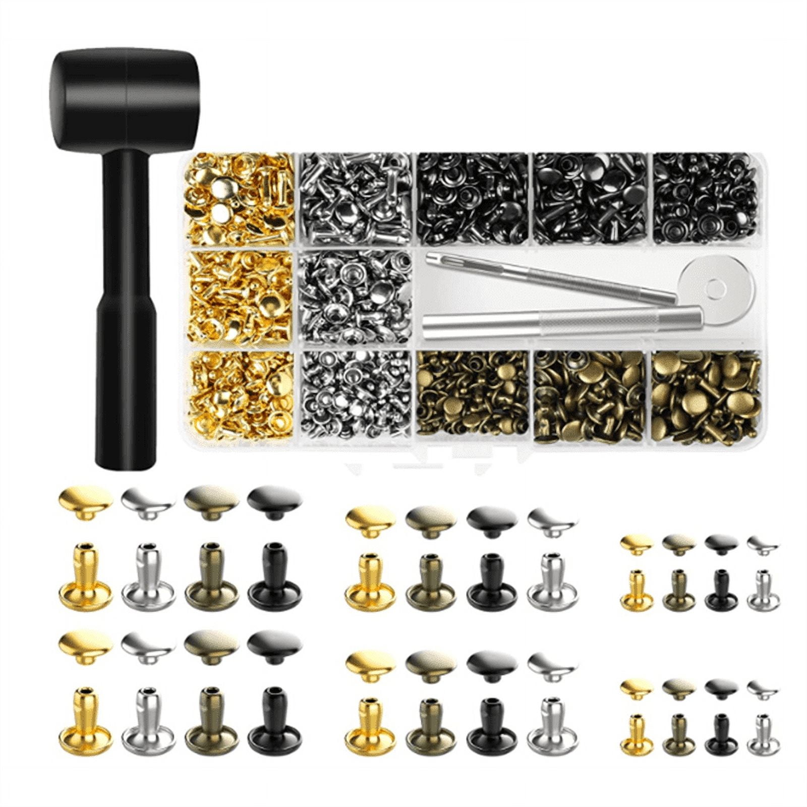 480 Sets Leather Rivets, Double Cap Rivets Tubular 4 Colors 3 Sizes ...