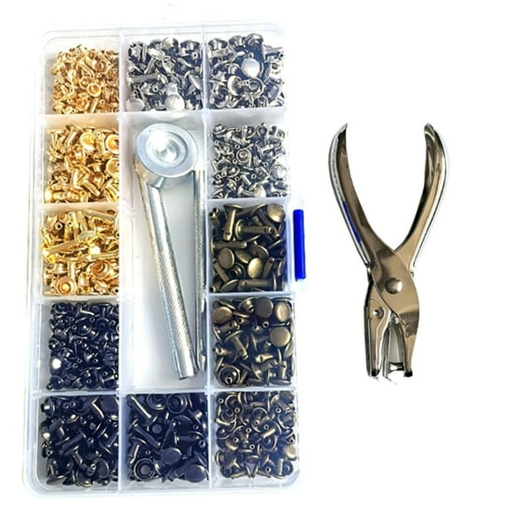 480 Sets Metal Rivets Double Caps with Rivet Pliers Hole Pliers ...