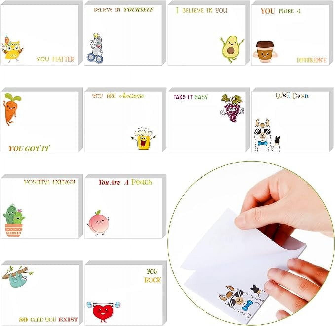 480 Sheets Inspirational Sticky Notes Motivational Fun Sticky Notes 3 x ...