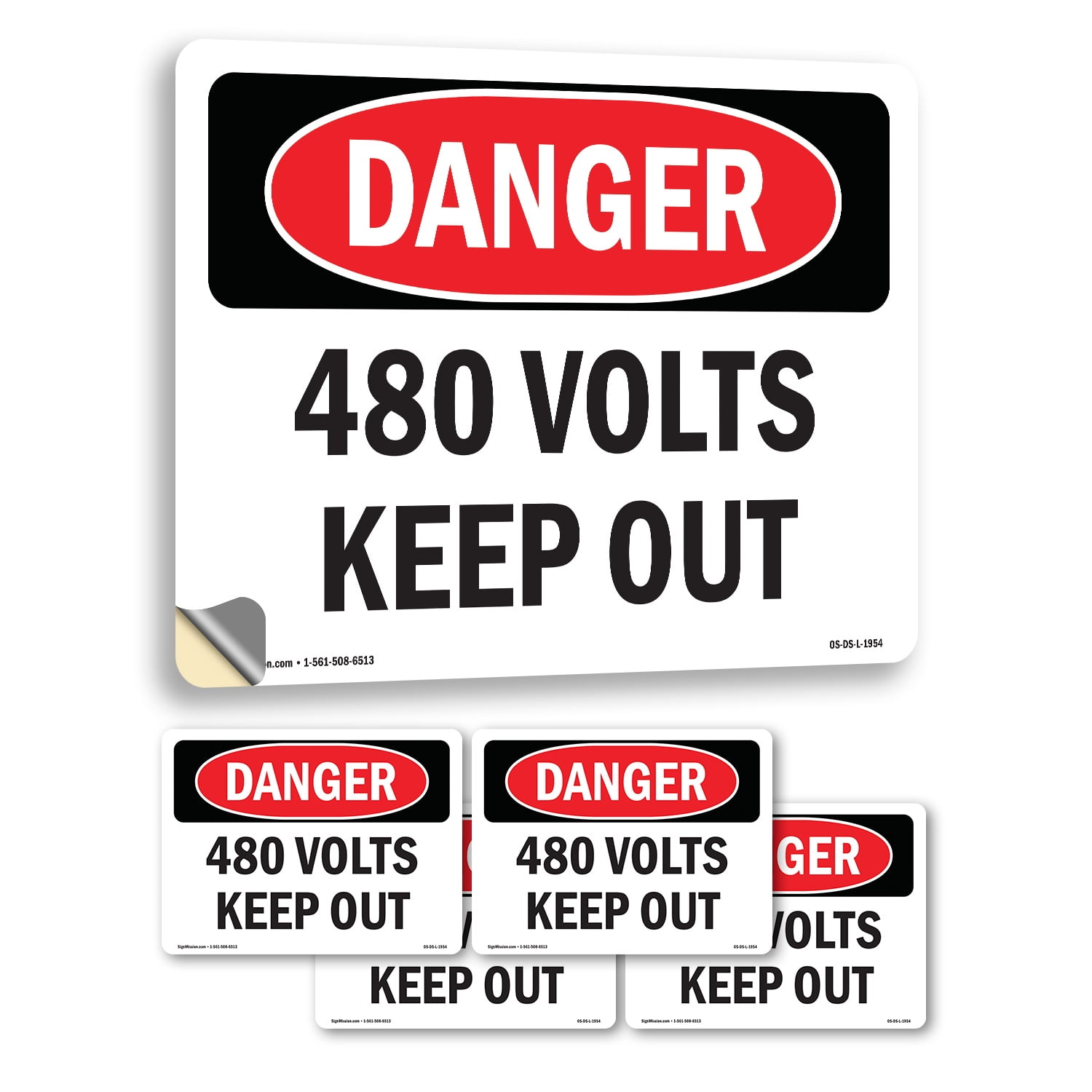 480 Volts Keep Out OSHA Danger Vinyl Decal Label 10 Inch x 7 Inch - 5 ...