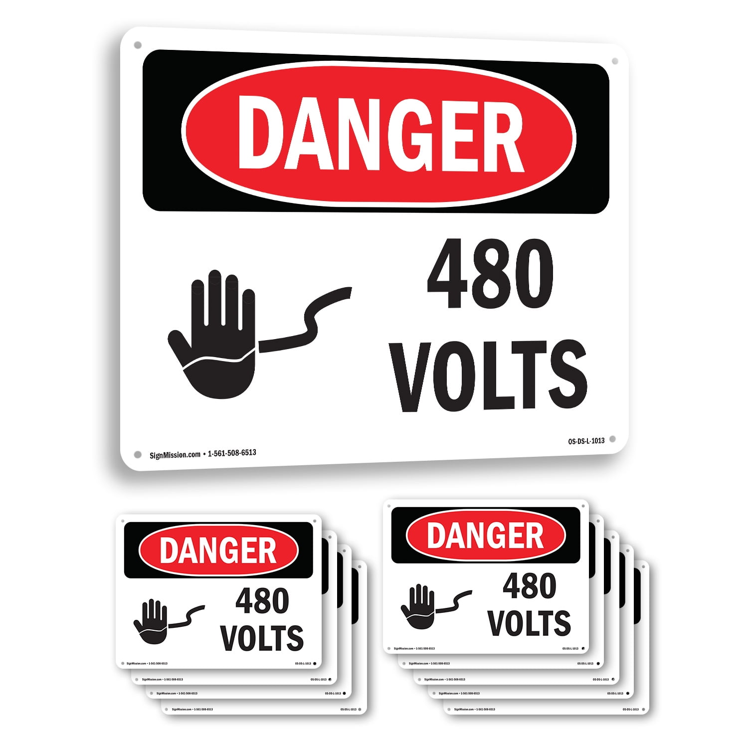 480 Volts OSHA Danger Rigid Plastic Sign 10 Inch x 7 Inch - 10 Pack ...