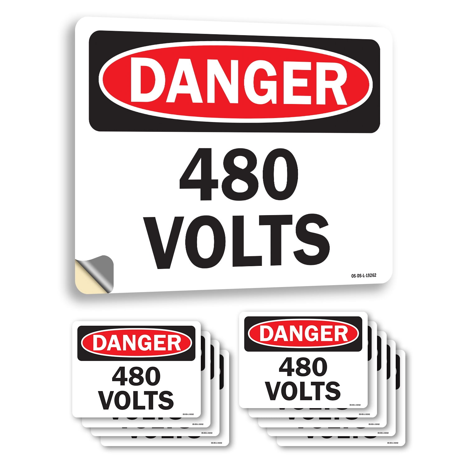 480 Volts OSHA Danger Vinyl Decal Label 18 Inch x 12 Inch - 10 Pack ...