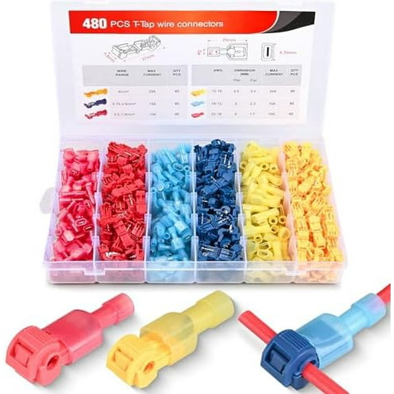 480 count/80 Pairs T-Tap Wire Connectors Self-Stripping Quick Splice ...
