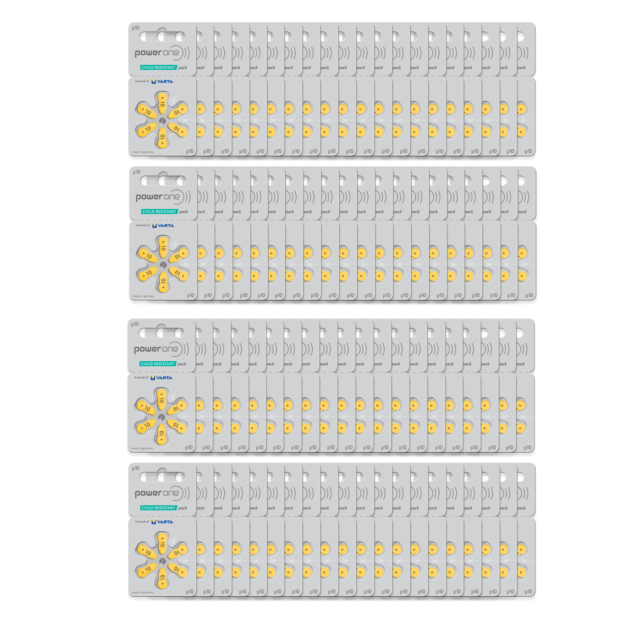 480 x Size p10 PowerOne Hearing Aid Batteries - Walmart.com