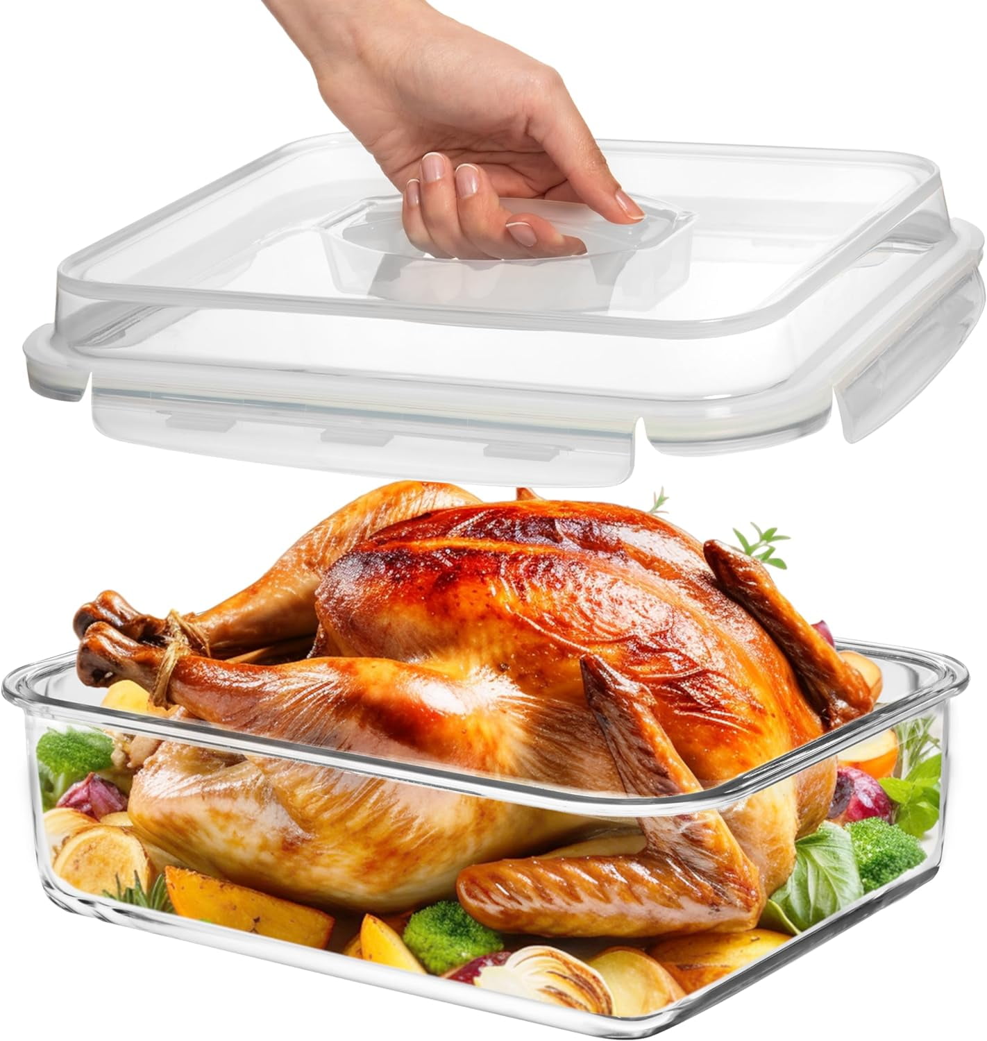 4800 ML / 163 oz / 21 Cup LARGE Glass Food Storage Container with ...