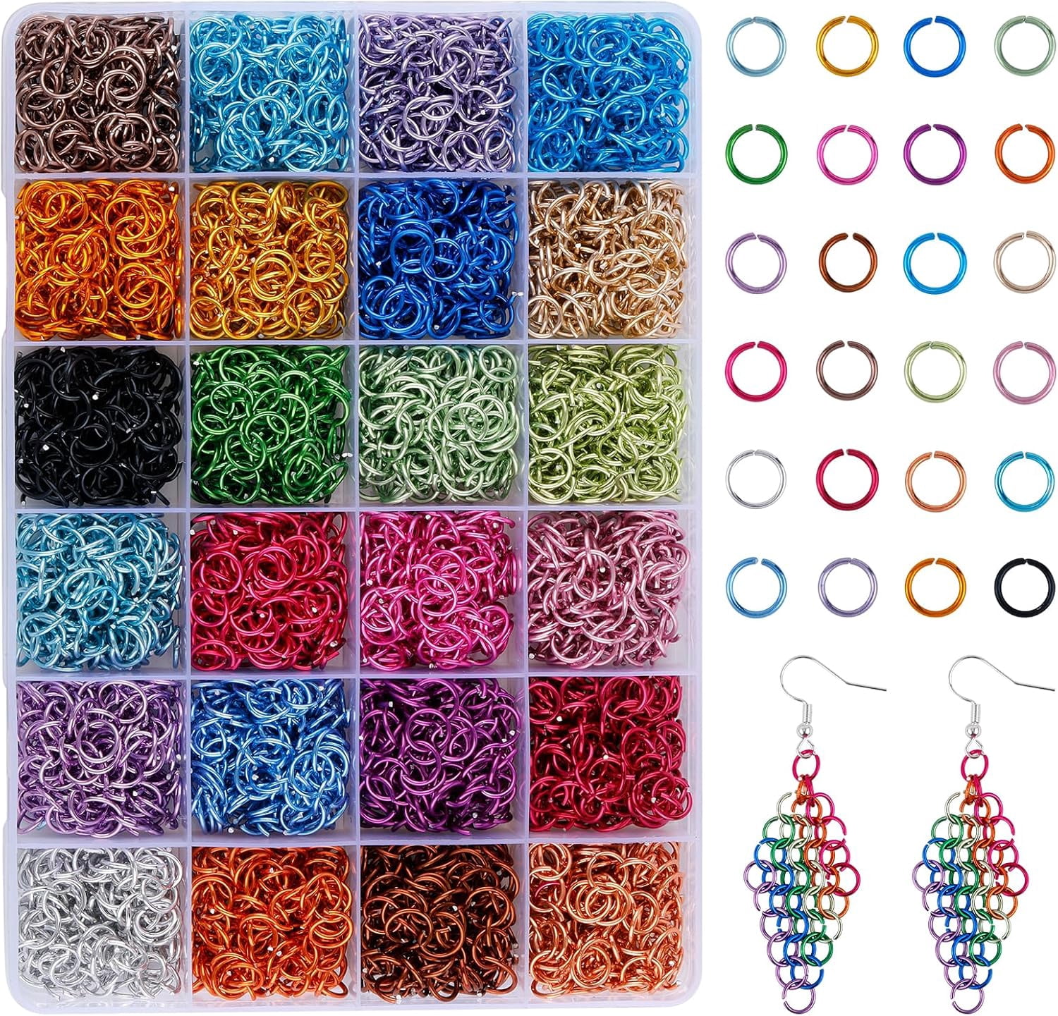 4800 Pcs 24 Colors Aluminum 8mm Jump Rings for Jewelry Making Colored ...