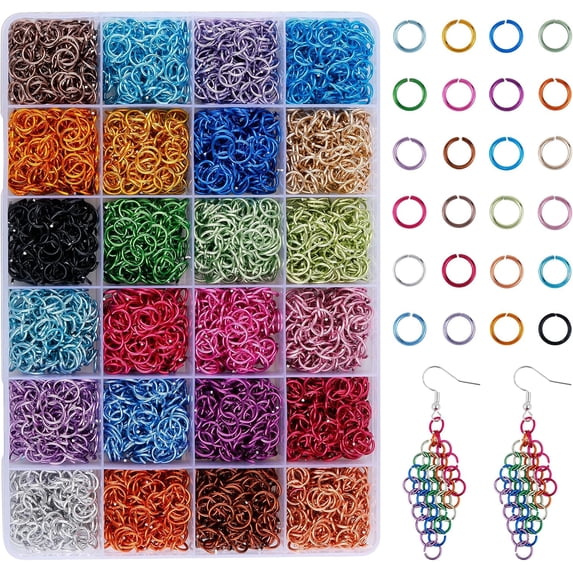 4800 Pcs 24 Colors Aluminum 8mm Jump Rings for Jewelry Making Colored ...