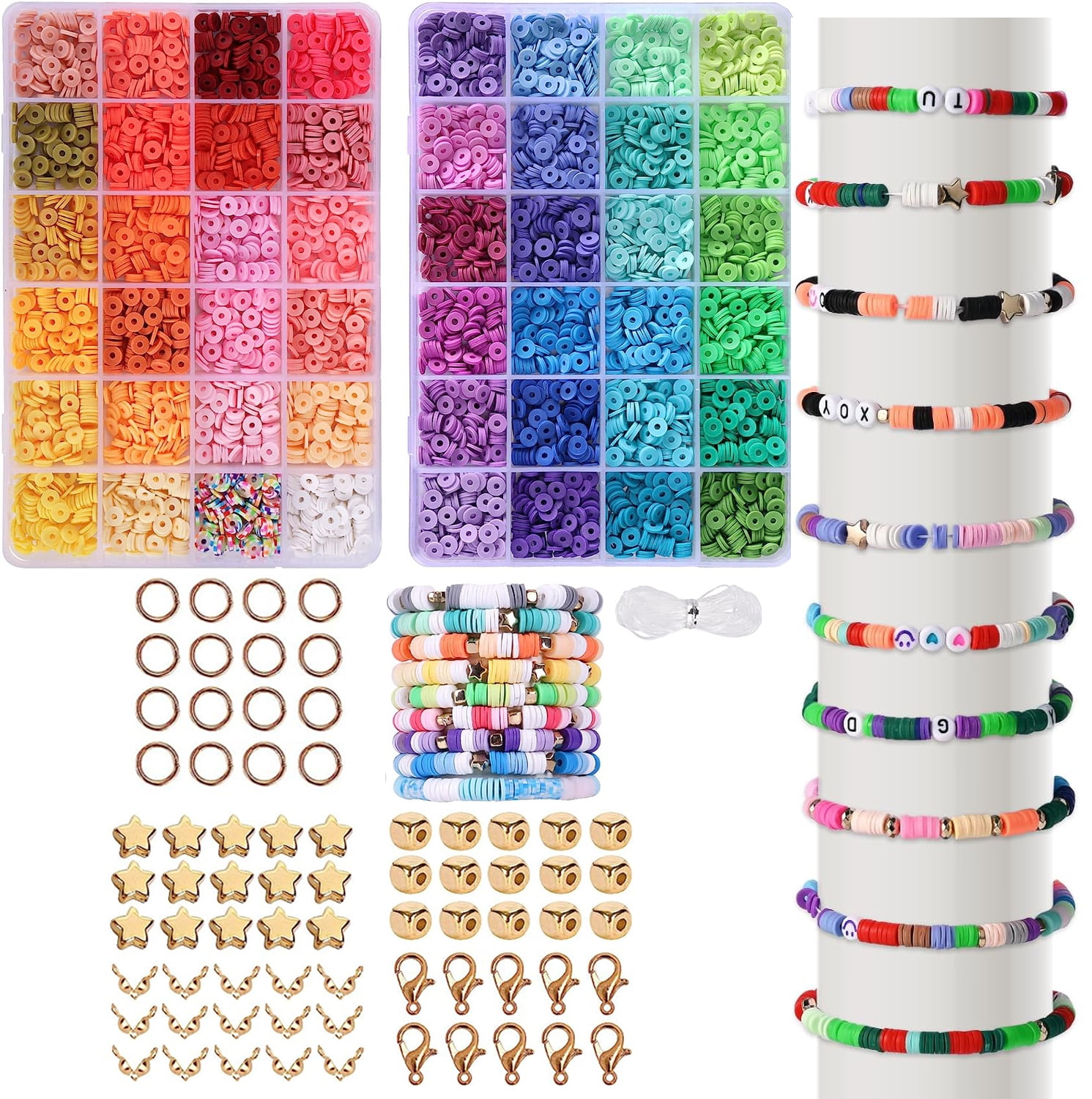 4800 Pcs Clay Beads Kit for Jewelry Making Kit, Heishi Beads for Girls ...