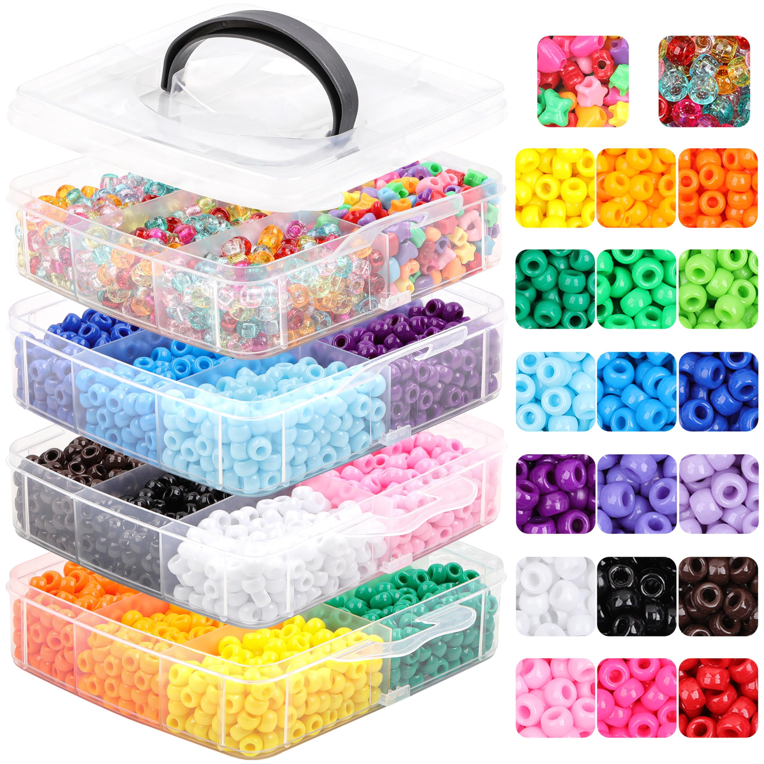 4800 Pcs Mix Pony Beads 6x9mm Craft Jewelry Making Kit - Walmart.com