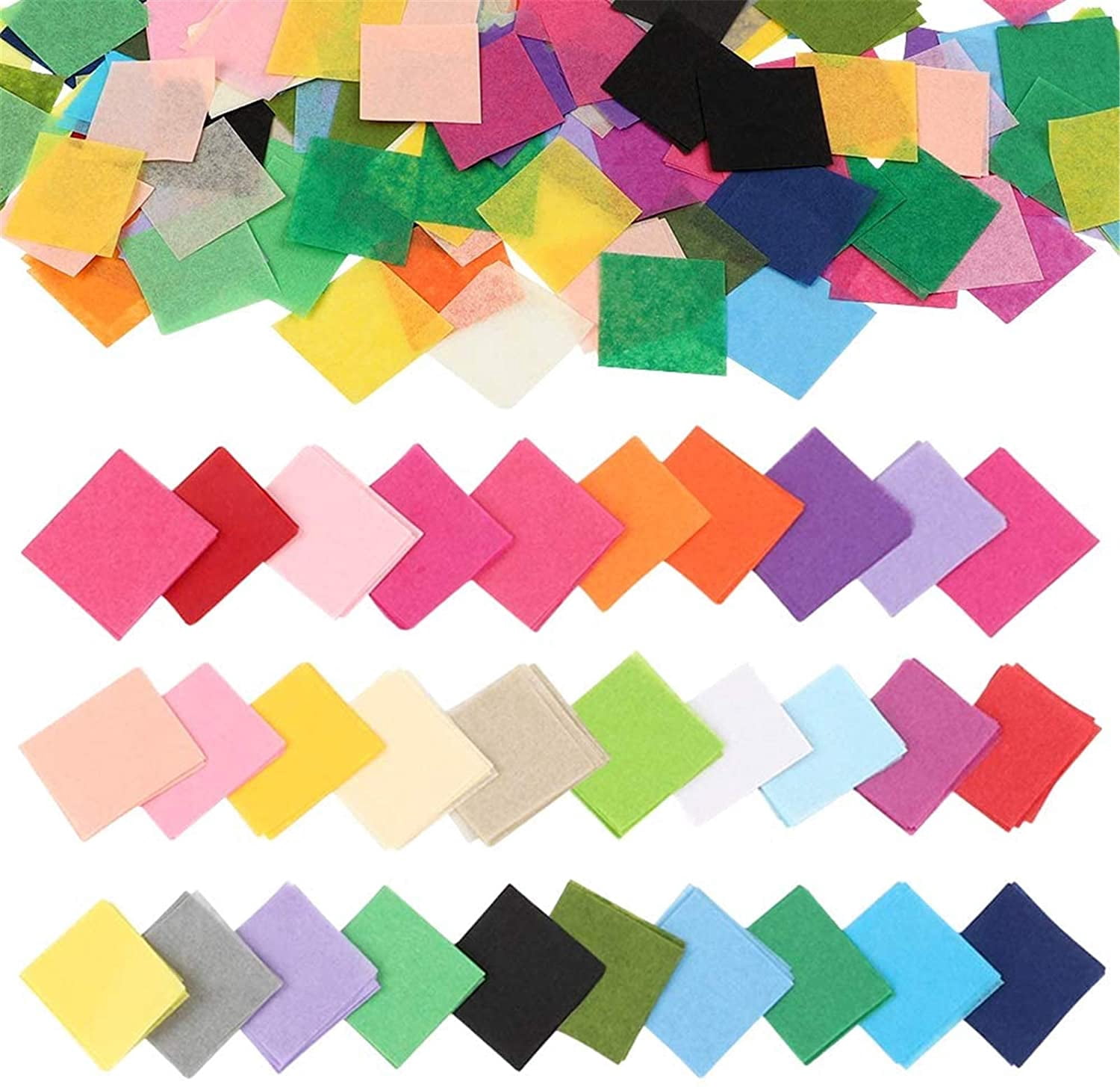4800pcs 1Inch Tissue Paper Squares, 30 Assorted Colors Precut Craft ...