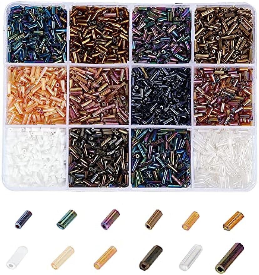 4806pcs Glass Bugle Beads Metallic Long Seed Beads Tube Beads Craft ...