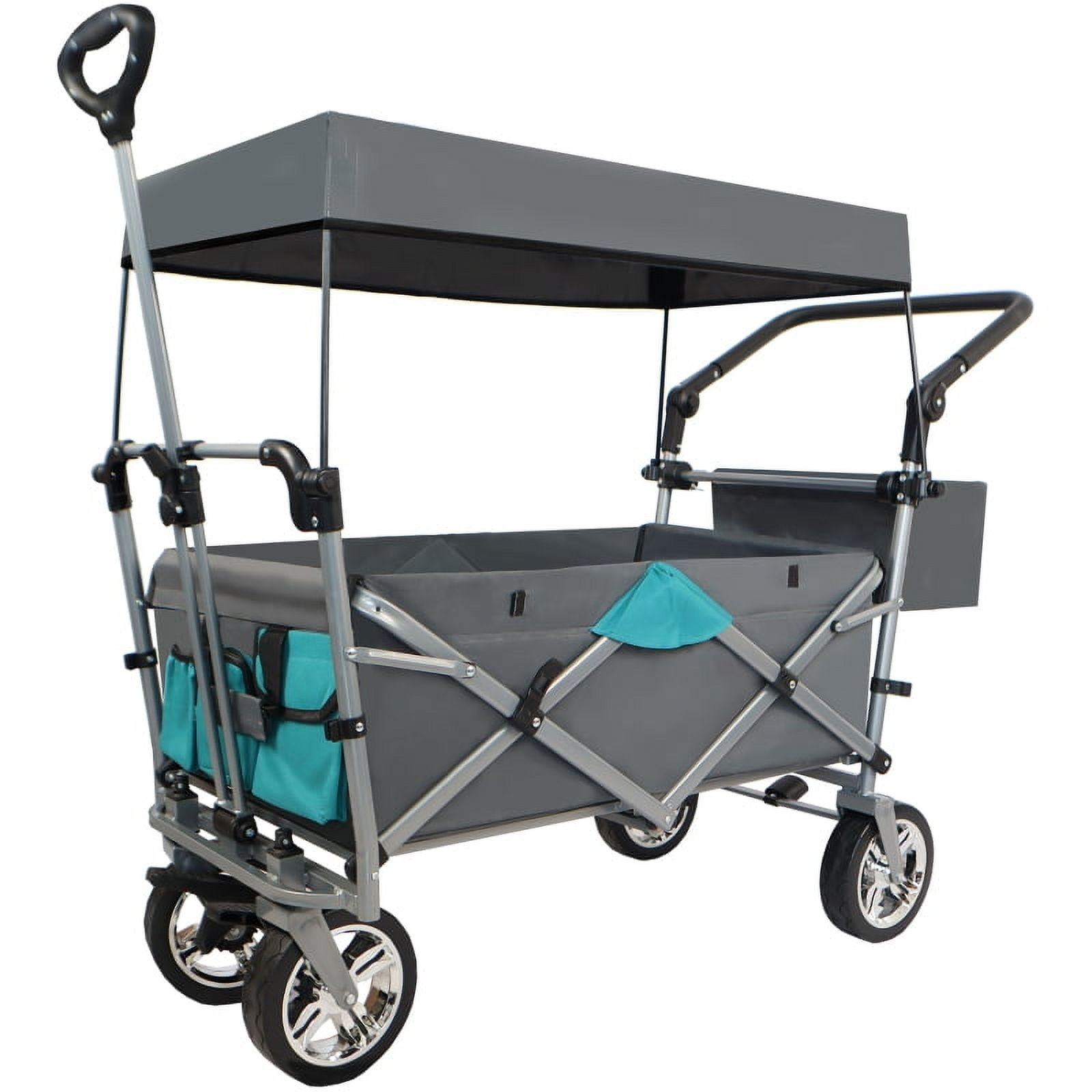 480Lbs Collapsible Wagon with Canopy,Wagon Stroller with 7" All-Terrain ...