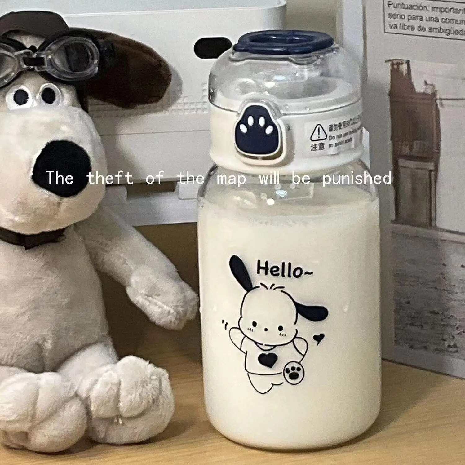 480ML Sanrio Pochacco Water Bottle Cartoon Hello Kitty Transparent ...