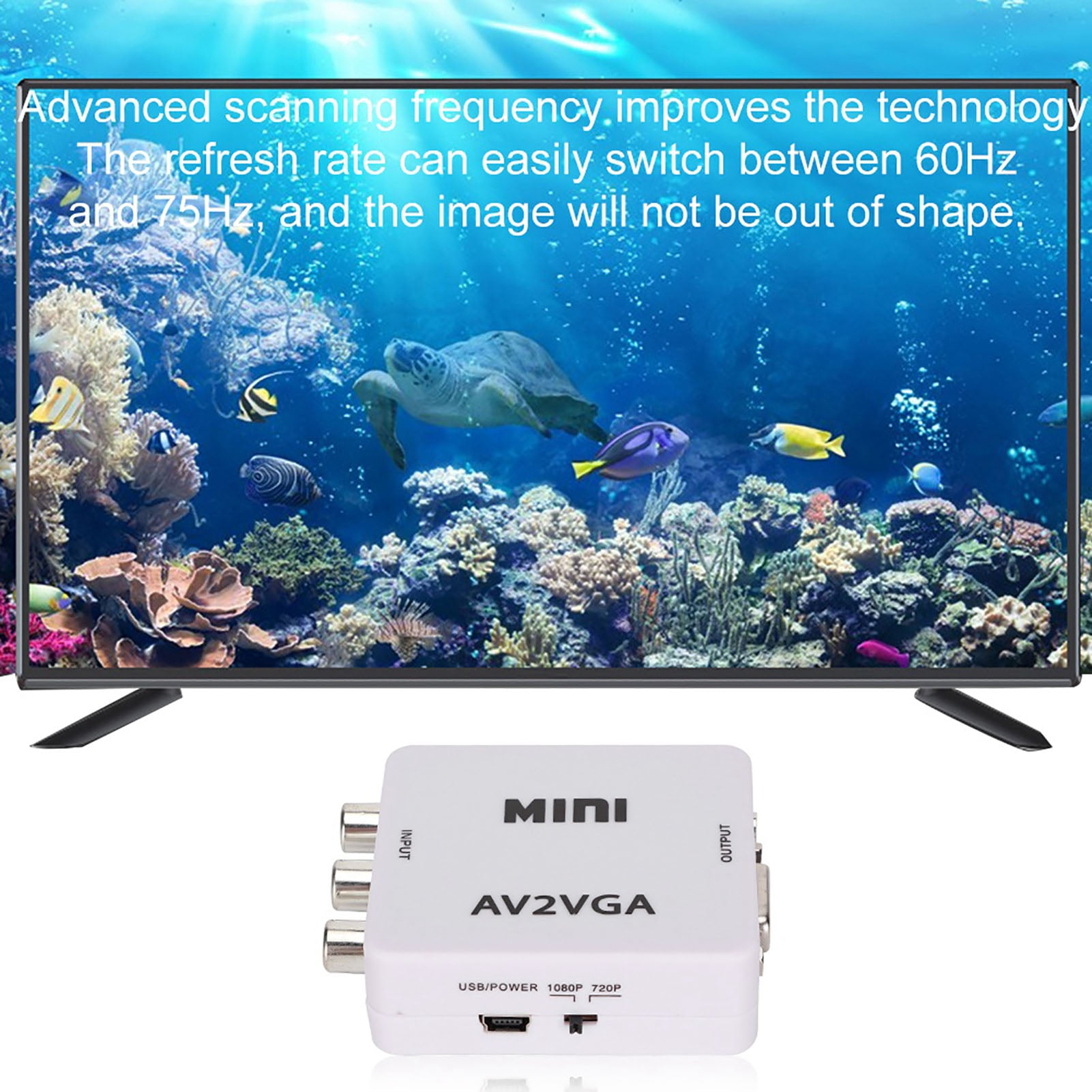 480P Mini Composite AV to VGA Adapter TV Set Top Box Audio Video ...