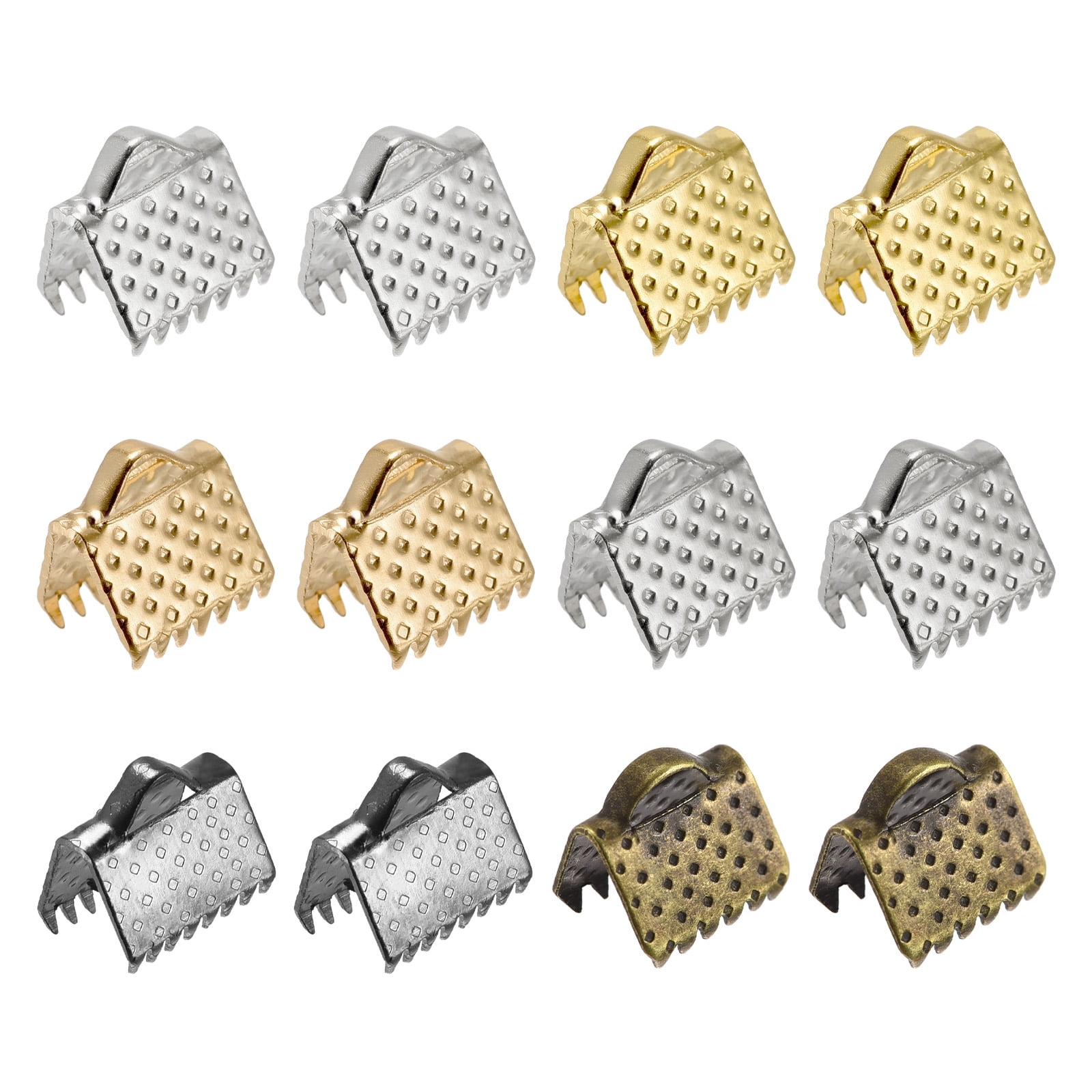 480Pack Ribbon Crimp Clamp Ends, 8mm Bookmark Pinch Clasps, 6 Assorted ...