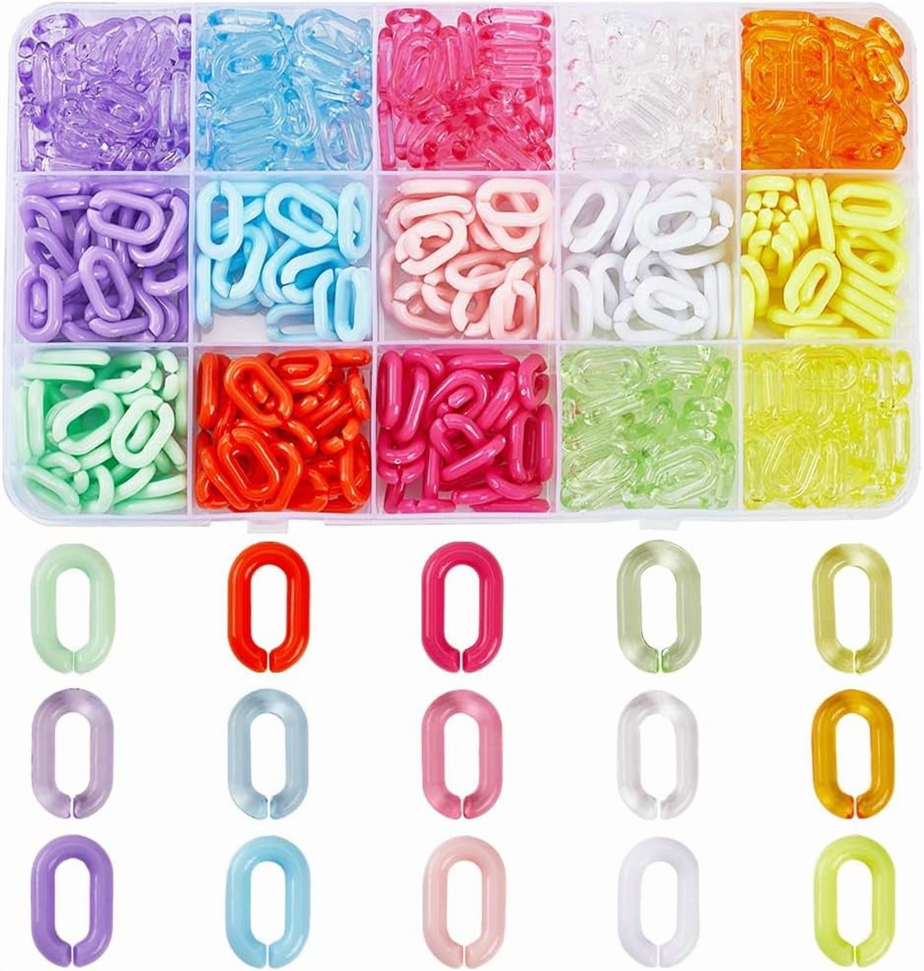 480Pcs 15 Colors Acrylic Link Chain Linking Rings Jewelry Oval Colorful ...