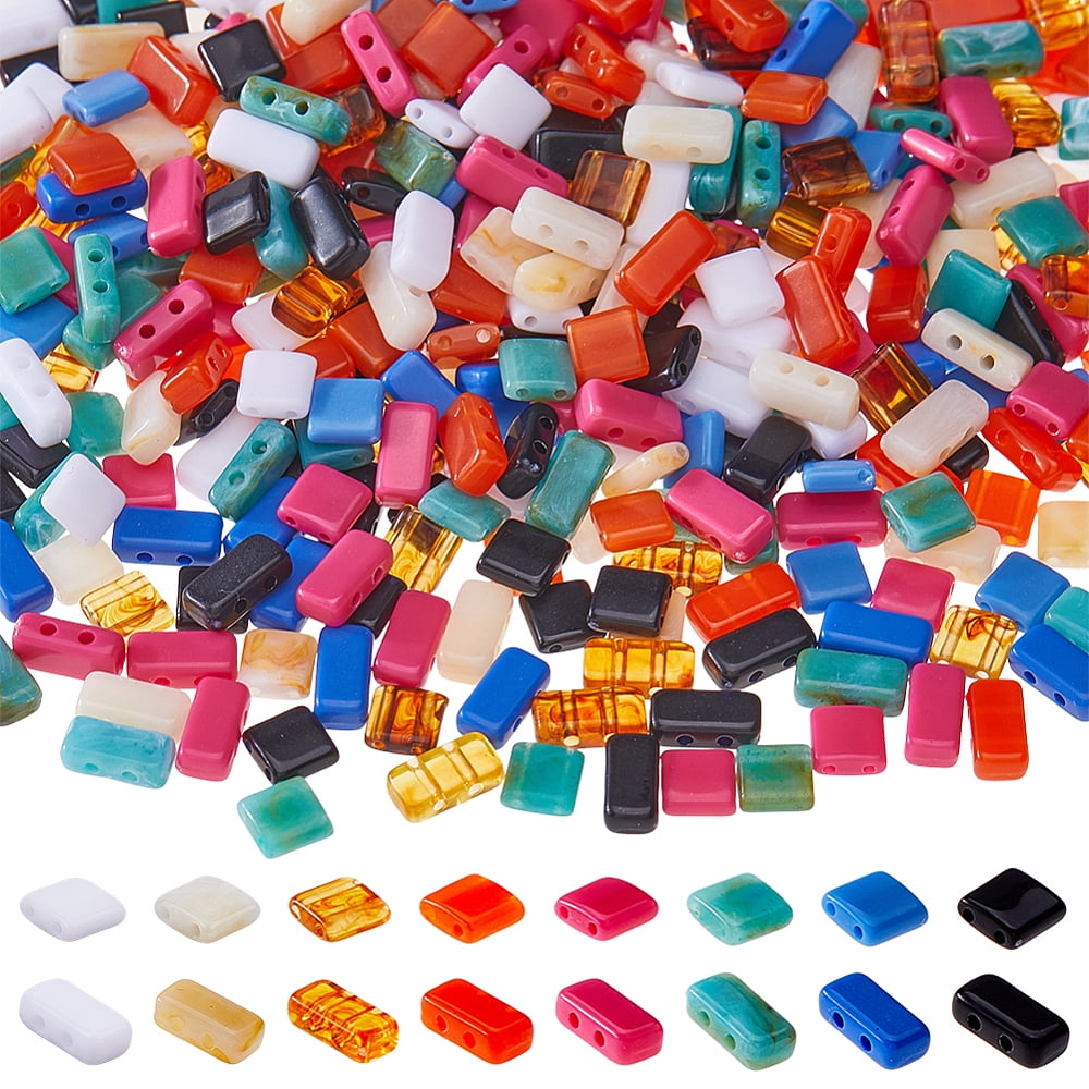 480Pcs 16 Colors Opaque Acrylic Beads Rectangle & Square Mixed Color 5. ...