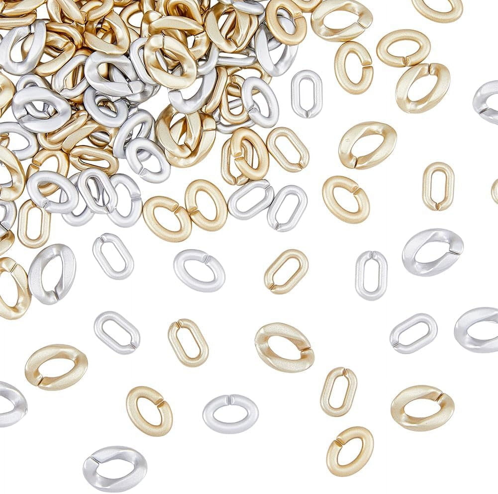 480Pcs 3 Styles Plastic Link Rings Gold and Sliver Oval Twist Link ...