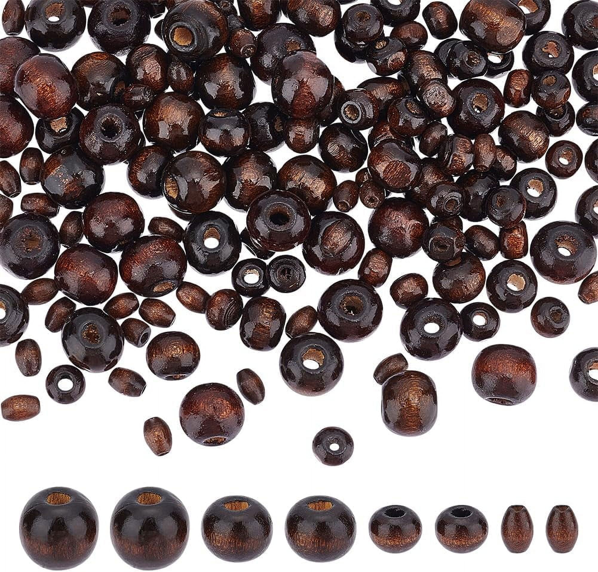 480Pcs 4 Styles Dyed Natural Wood Beads Lead Free Round & Oval/Oblong ...