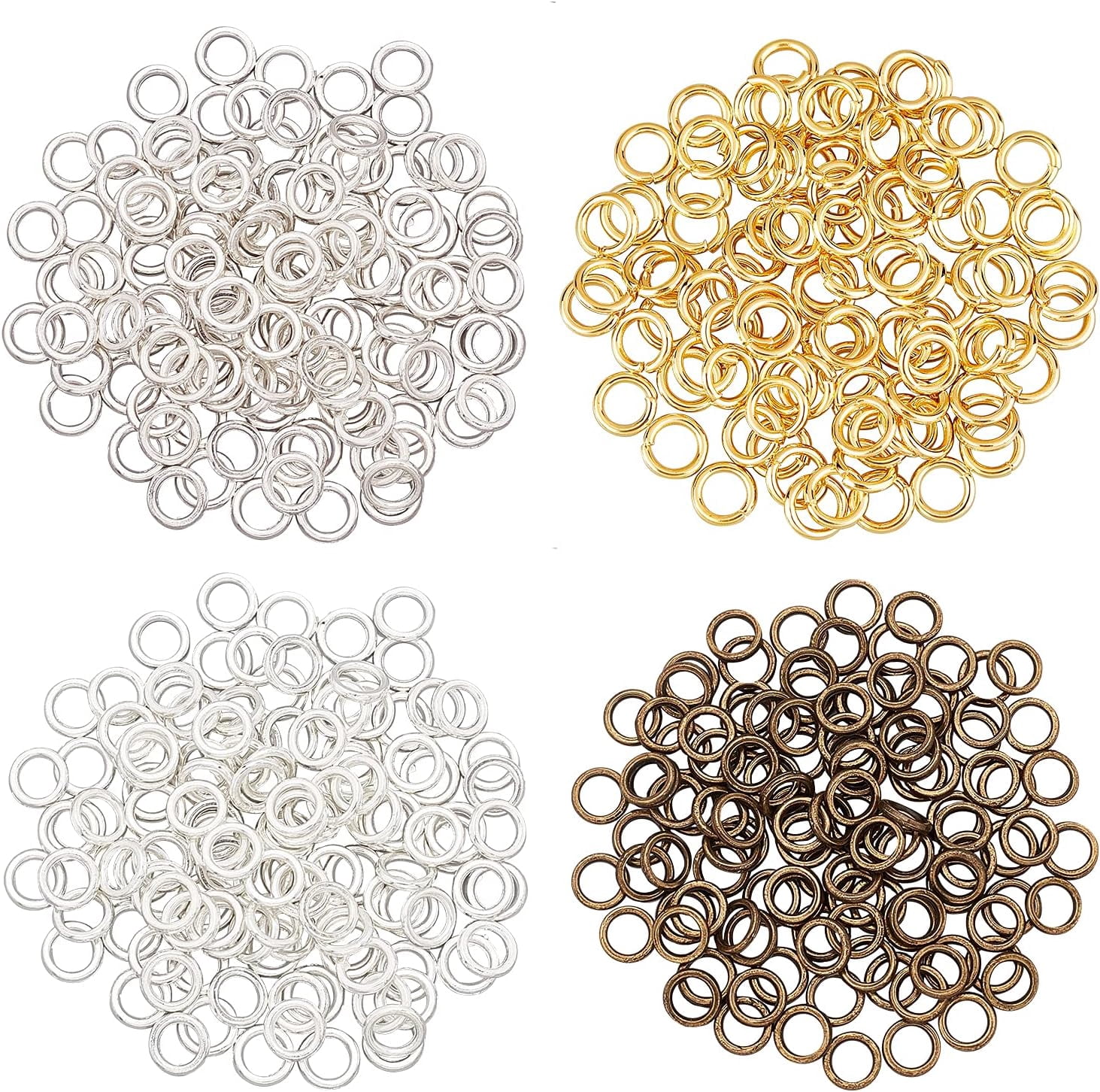 480Pcs 4Colors Closed Jump Rings for Necklace Bracelet Jewelry Making ...