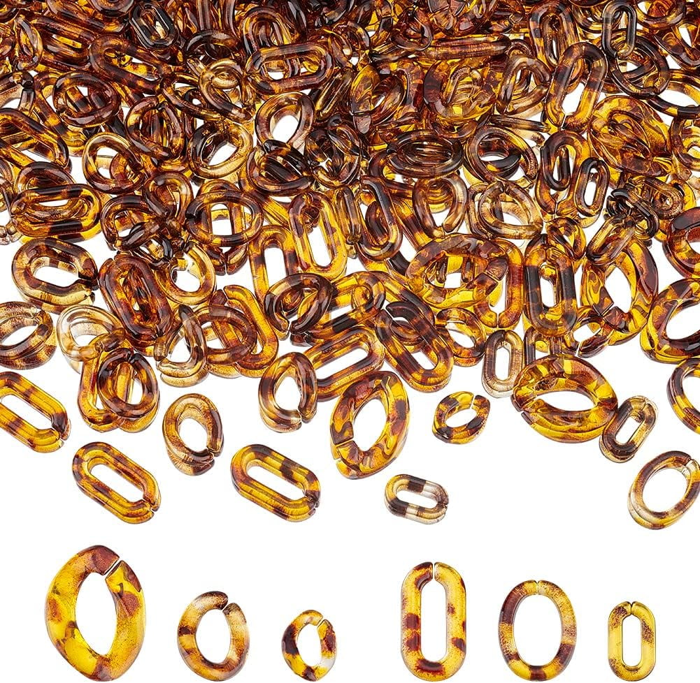 480Pcs 6 Style Acrylic Linking Ring Twist Quick Link Connectors Leopard ...