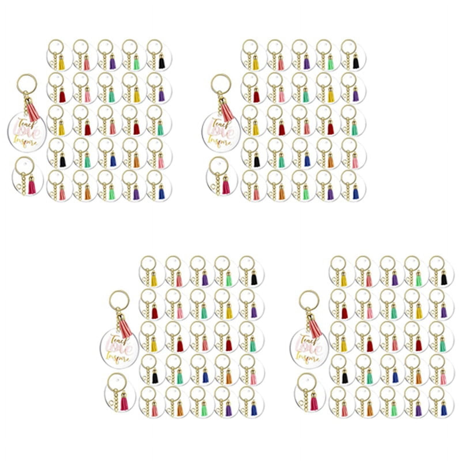480Pcs Acrylic Blanks Tassels Clear Circle Blanks with Key Rings with ...