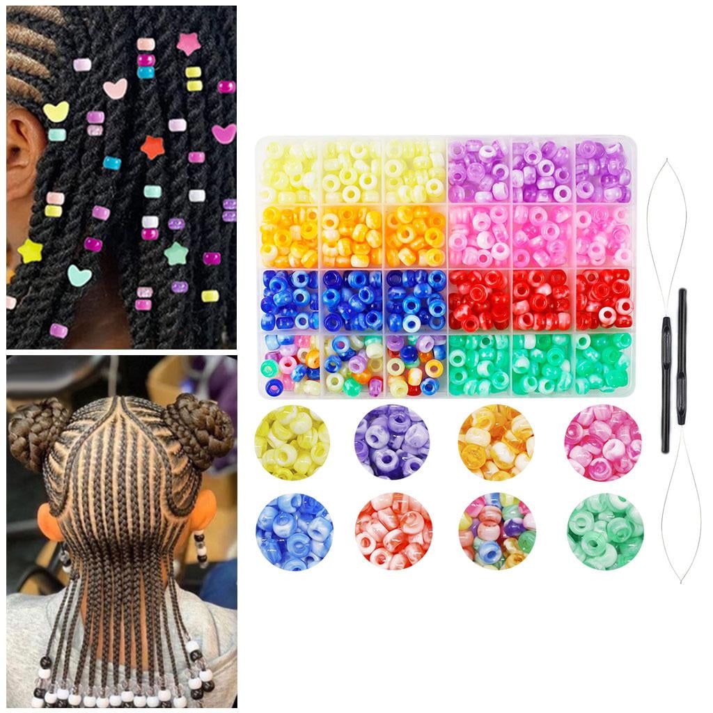 F Fityle 480Pcs Multicolor Hair Beads, 8mm Resin Beads for Braids, DIY ...